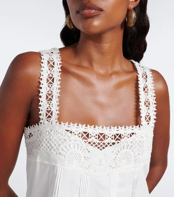 Posse Veda Crochet-trimmed Cotton Mini Dress
