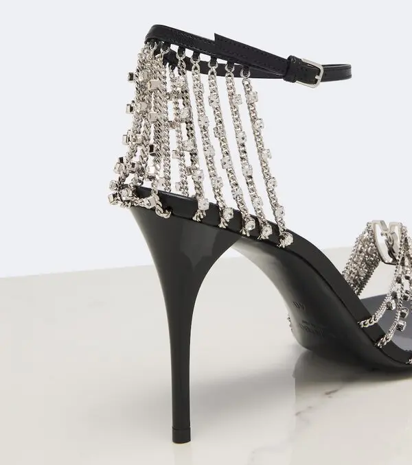 Saint Laurent Babylone Embellished Sandals - Silver