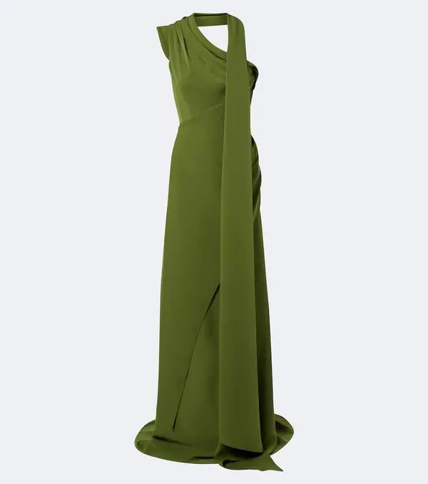 MARMAR HALIM Draped Scarf-detail Bustier Gown