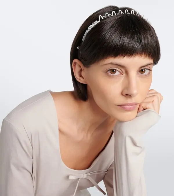 Miu Miu Logo Leather-trimmed Headband