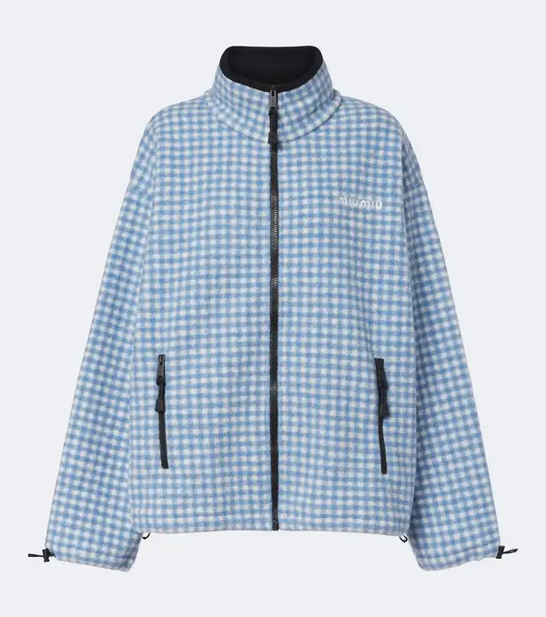 Miu Miu Gingham Fleece Jacket - Blue
