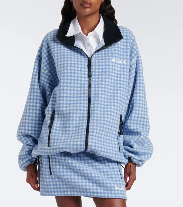 Miu Miu Gingham Fleece Jacket - Blue