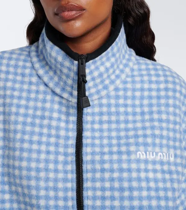Miu Miu Gingham Fleece Jacket - Blue