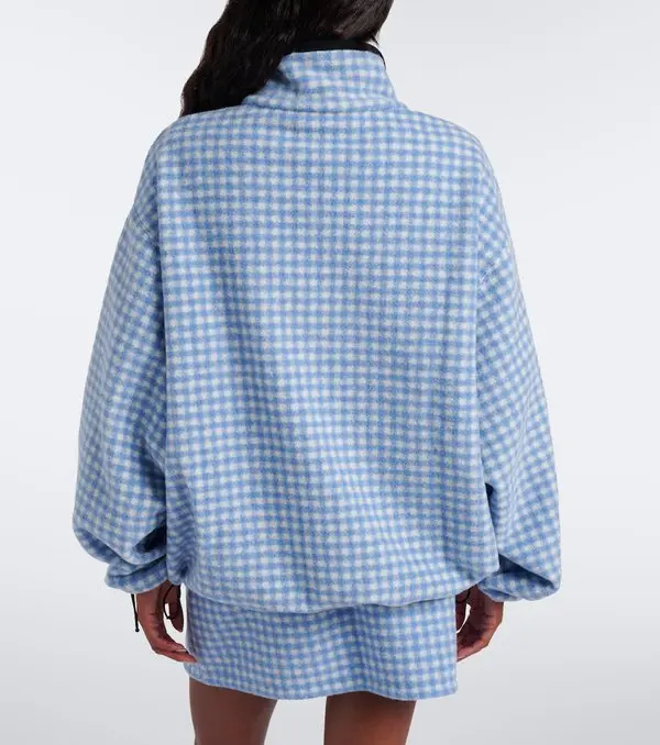 Miu Miu Gingham Fleece Jacket - Blue