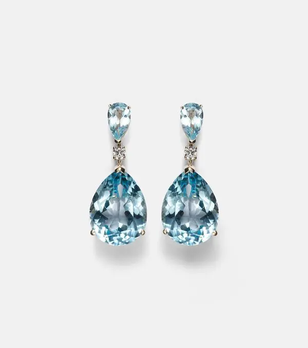 Mateo Sophia 14kt Earrings With Topaz And Diamonds - Gold
