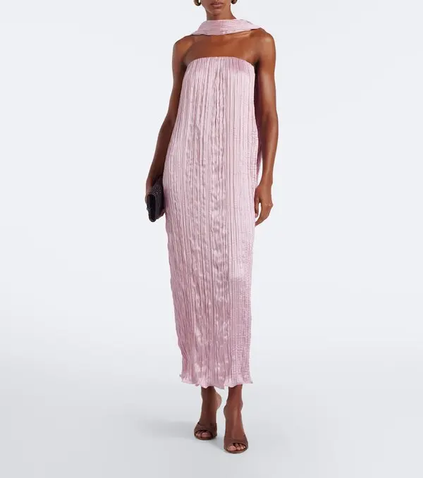 Posse Esme Scarf-detail Satin Maxi Dress