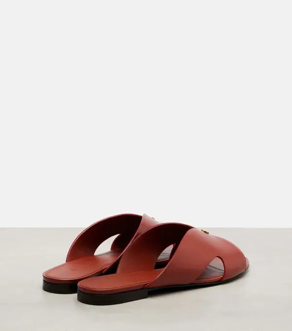 Loro Piana Vera Leather Open Toe Slides
