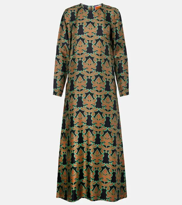 La DoubleJ Swing Printed Silk Twill Midi Dress
