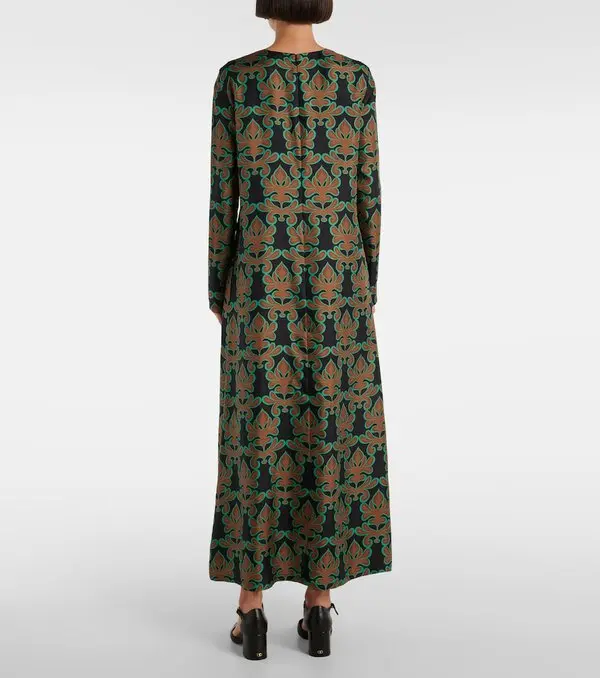 La DoubleJ Swing Printed Silk Twill Midi Dress