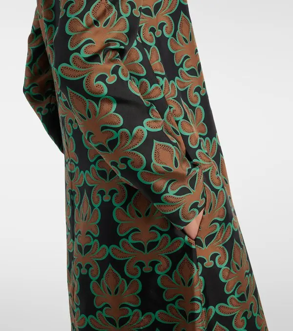 La DoubleJ Swing Printed Silk Twill Midi Dress