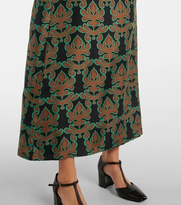 La DoubleJ Swing Printed Silk Twill Midi Dress