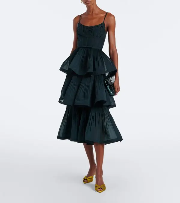 Zimmermann Pleated Tiered Bustier Dress