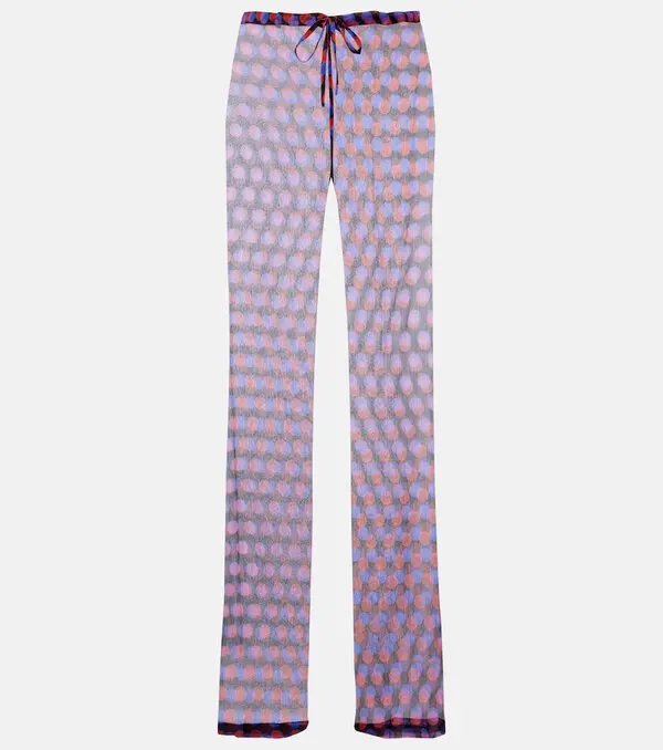 Dries Van Noten Polka-dot Silk Straight Leg Pants