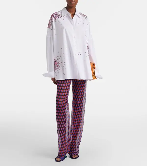 Dries Van Noten Polka-dot Silk Straight Leg Pants