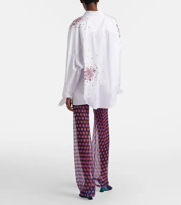 Dries Van Noten Polka-dot Silk Straight Leg Pants