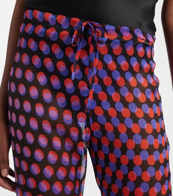 Dries Van Noten Polka-dot Silk Straight Leg Pants