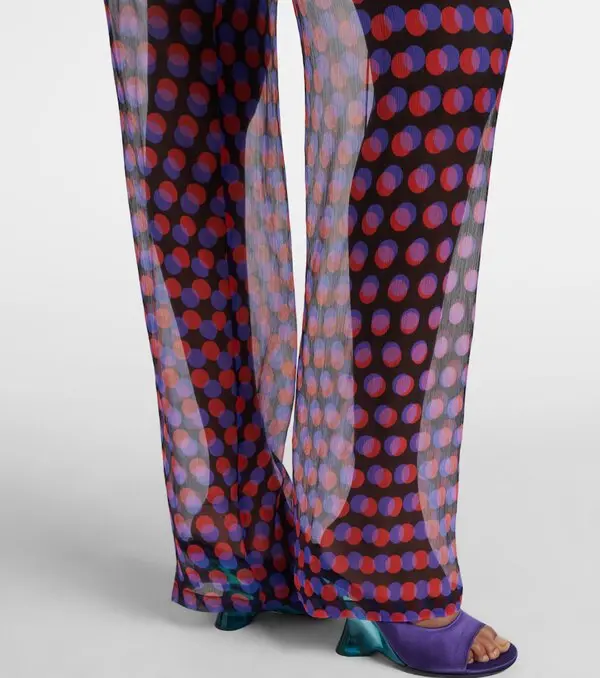 Dries Van Noten Polka-dot Silk Straight Leg Pants