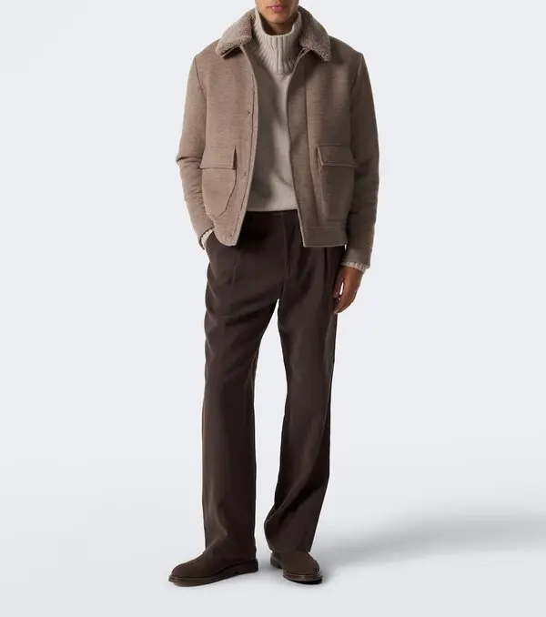 Canali Shearling-trimmed Wool And Cashmere Jacket