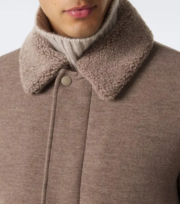 Canali Shearling-trimmed Wool And Cashmere Jacket