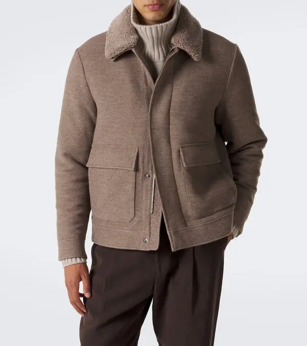 Canali Shearling-trimmed Wool And Cashmere Jacket