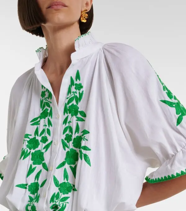 JULIET DUNN Embroidered Cotton And Linen Minidress