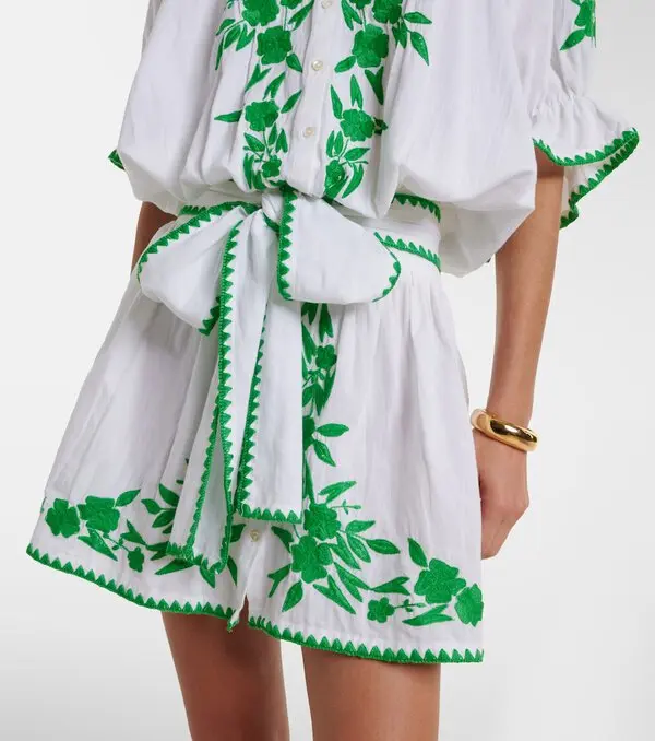 JULIET DUNN Embroidered Cotton And Linen Minidress