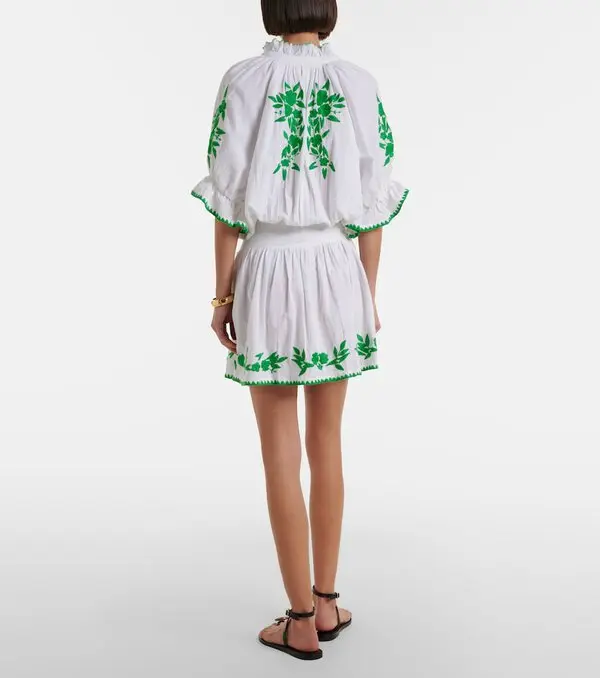 JULIET DUNN Embroidered Cotton And Linen Minidress