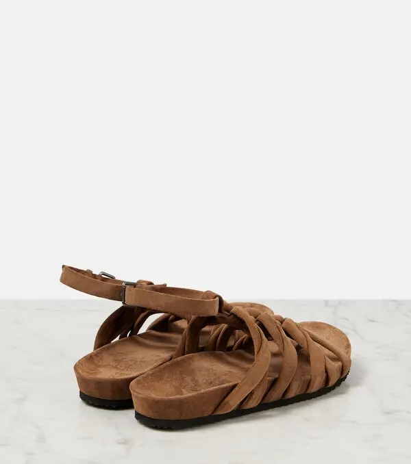 Brunello Cucinelli Suede Strappy Sandals With Buckle Fastening