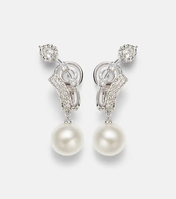 Yeprem Pearlescent 18kt White Gold Earrings With Diamonds And Pearls