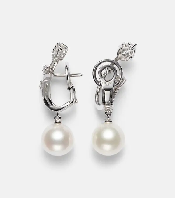 Yeprem Pearlescent 18kt White Gold Earrings With Diamonds And Pearls