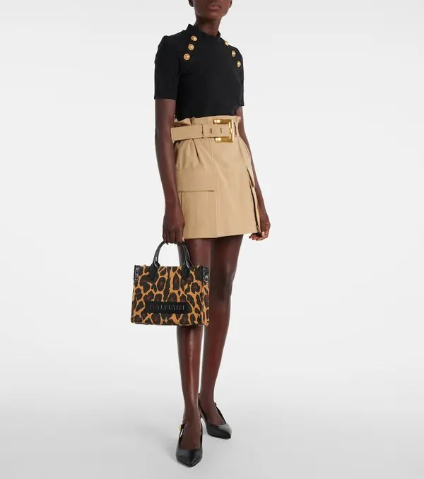 Balmain Belted Cotton Gabardine Miniskirt
