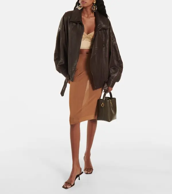 Saint Laurent Oversized Leather Bomber Jacket