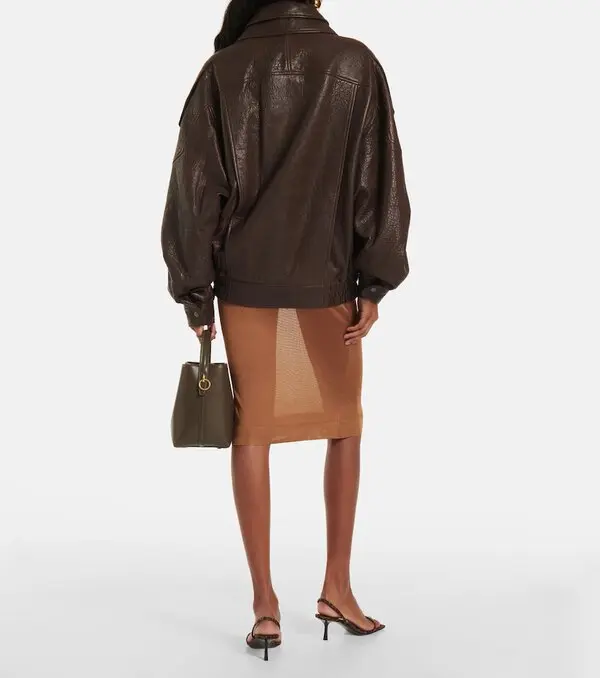 Saint Laurent Oversized Leather Bomber Jacket