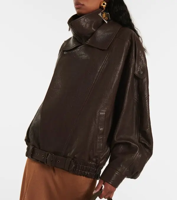 Saint Laurent Oversized Leather Bomber Jacket