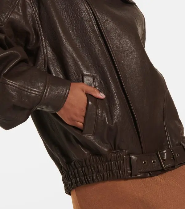 Saint Laurent Oversized Leather Bomber Jacket