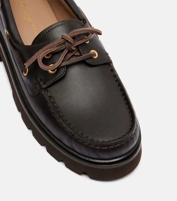 GIANVITO ROSSI Olonne Leather Boat Shoes