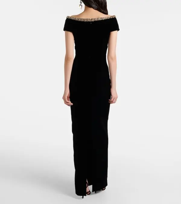 Roland Mouret Embellished Velvet Gown