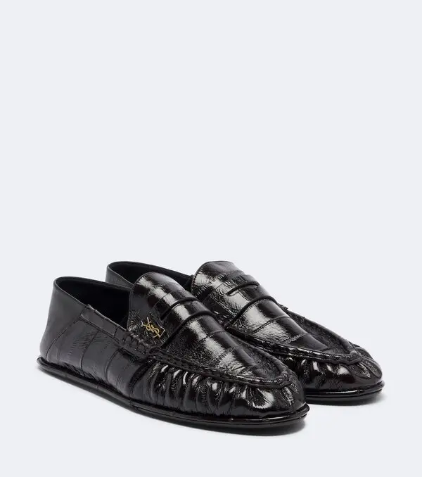 Saint Laurent Cassandre Croc-effect Leather Loafers