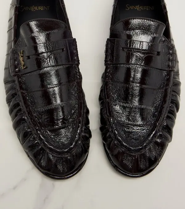 Saint Laurent Cassandre Croc-effect Leather Loafers
