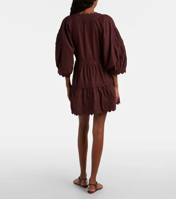 JULIET DUNN Scalloped Cotton Poplin Minidress