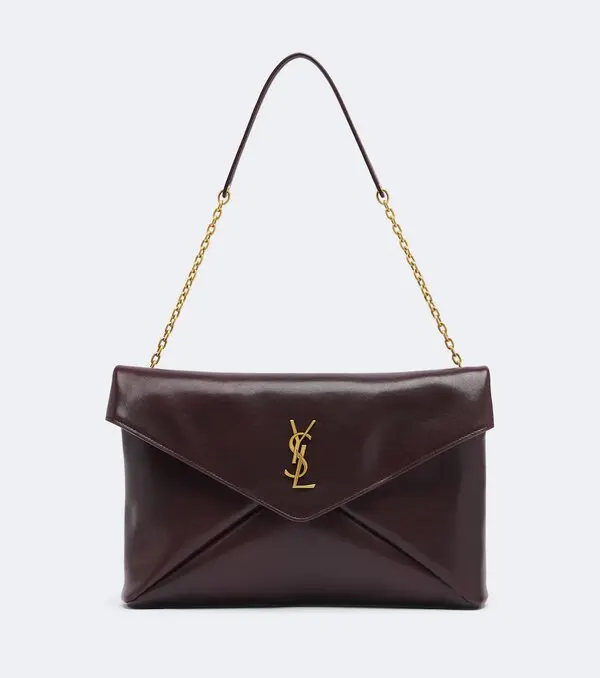 Saint Laurent Cassandre Large Leather Shoulder Bag - Brown