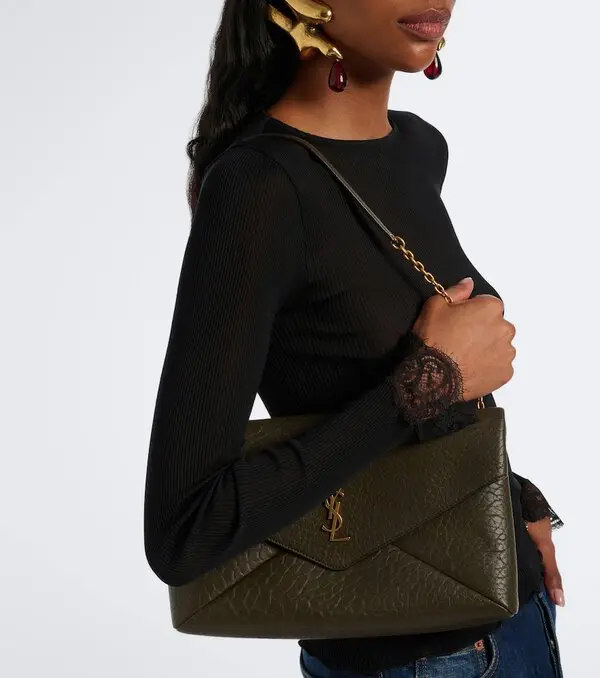 Saint Laurent Cassandre Large Leather Shoulder Bag - Green