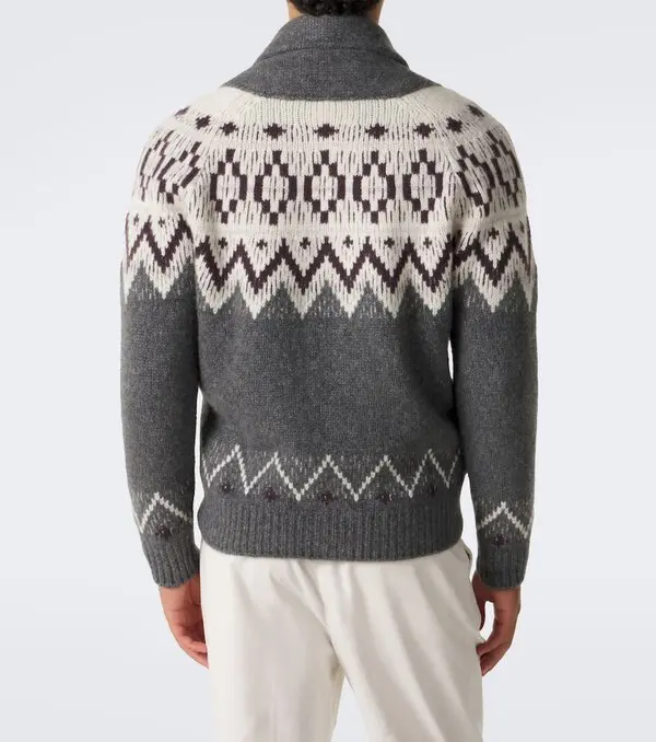Eleventy Cashmere And Silk Jacquard Cardigan