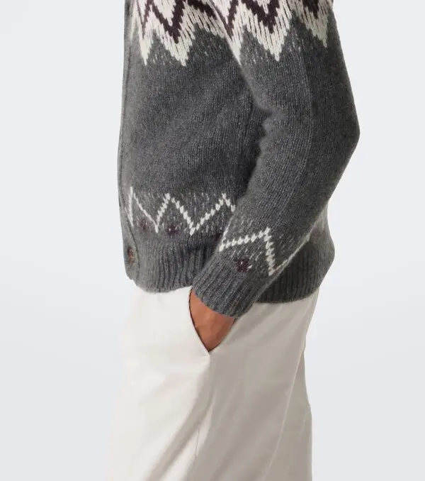 Eleventy Cashmere And Silk Jacquard Cardigan