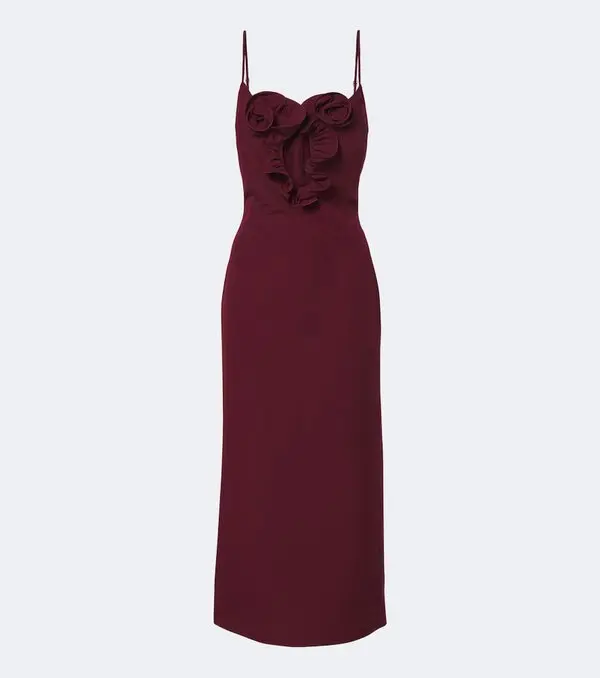 Magda Butrym Floral-appliqué Cotton And Silk Midi Dress - Burgundy