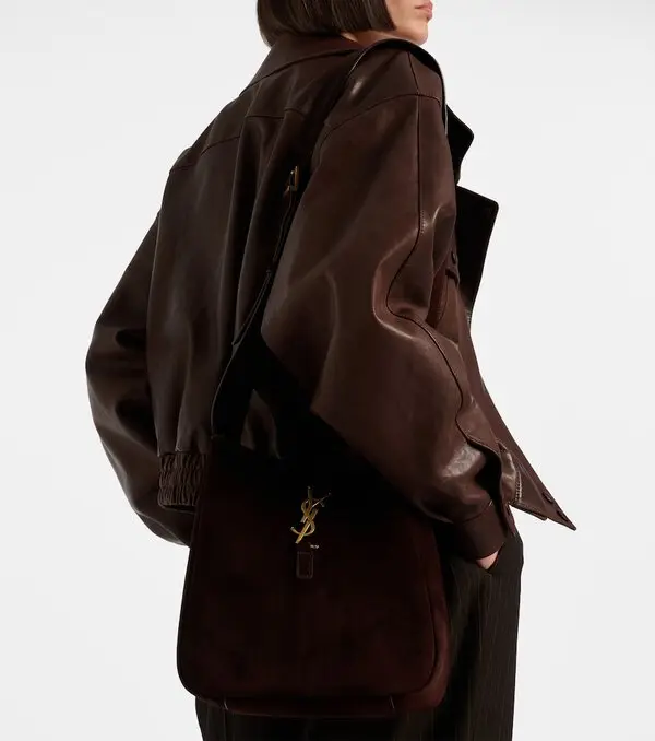Saint Laurent Le 5 À 7 Large Suede Shoulder Bag - Brown