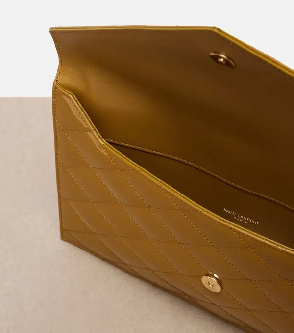 Saint Laurent Paris Quilted Patent Leather Pouch