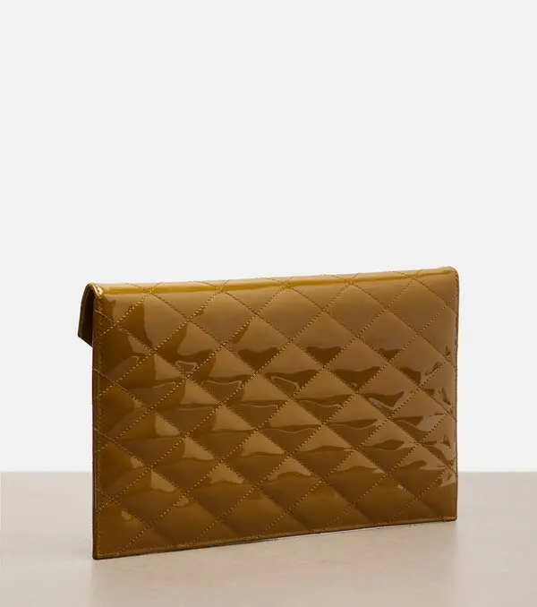 Saint Laurent Paris Quilted Patent Leather Pouch