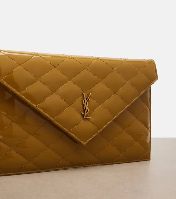Saint Laurent Paris Quilted Patent Leather Pouch
