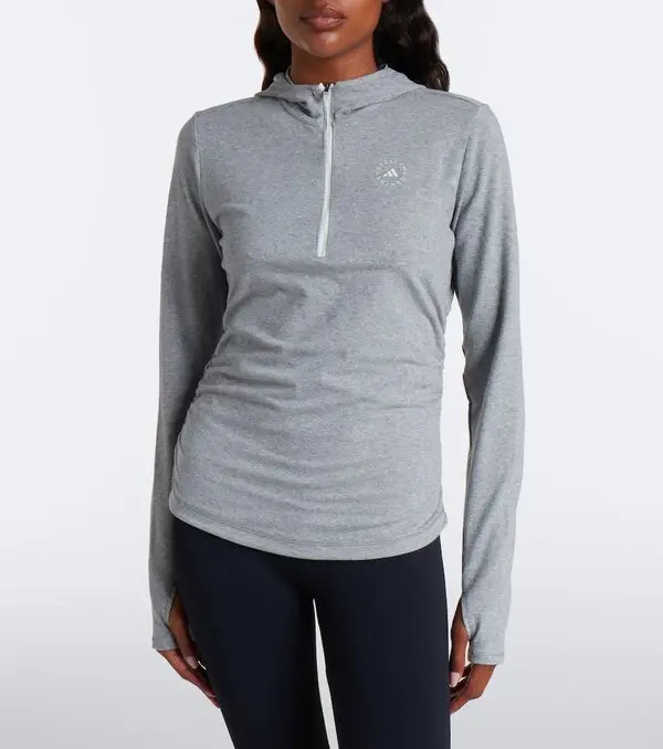 Adidas By Stella McCartney Logo Jersey Half-zip Hoodie